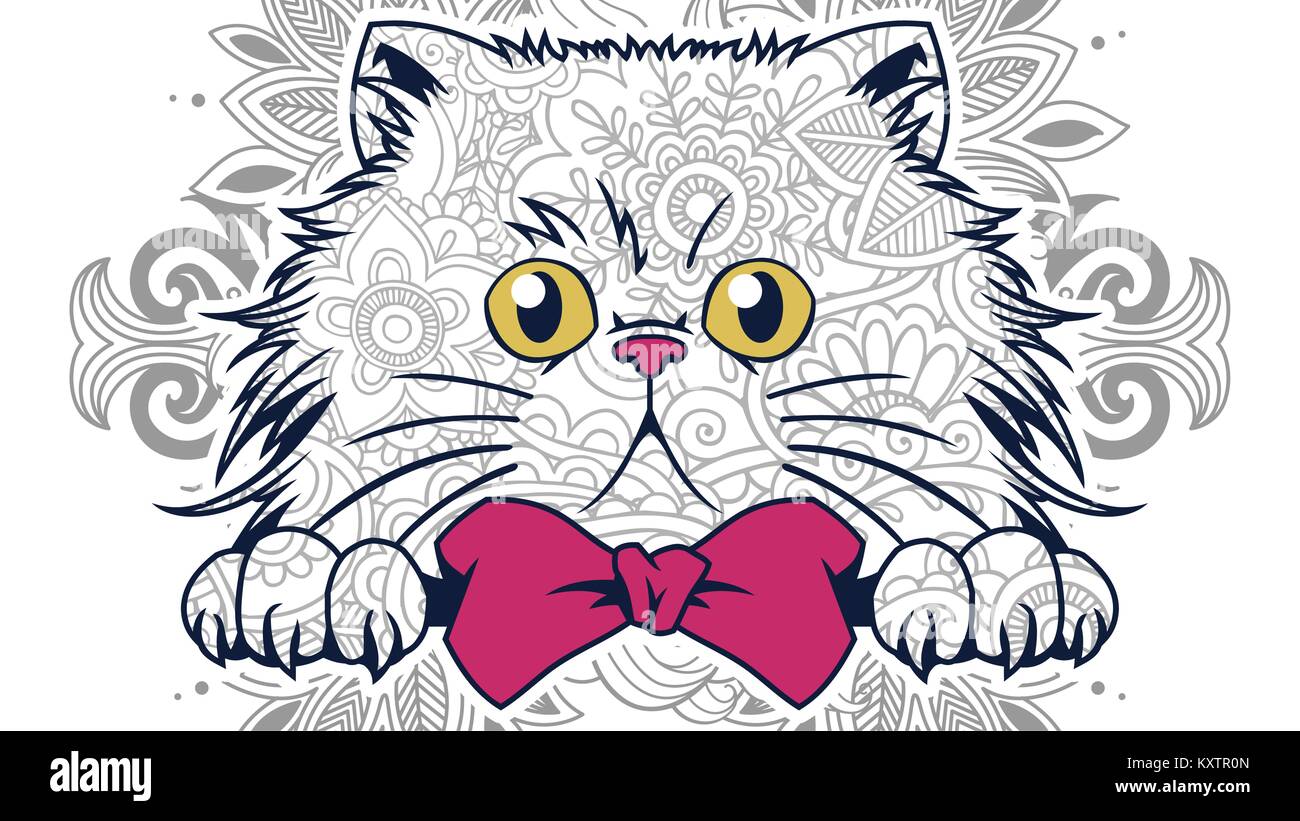 illustration of cat doodle for adult stress release coloring page Stock ...