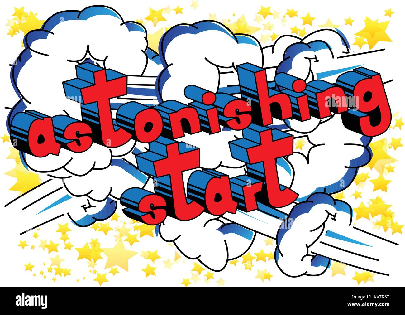 Astonishing Start - Comic book style word on abstract background Stock ...
