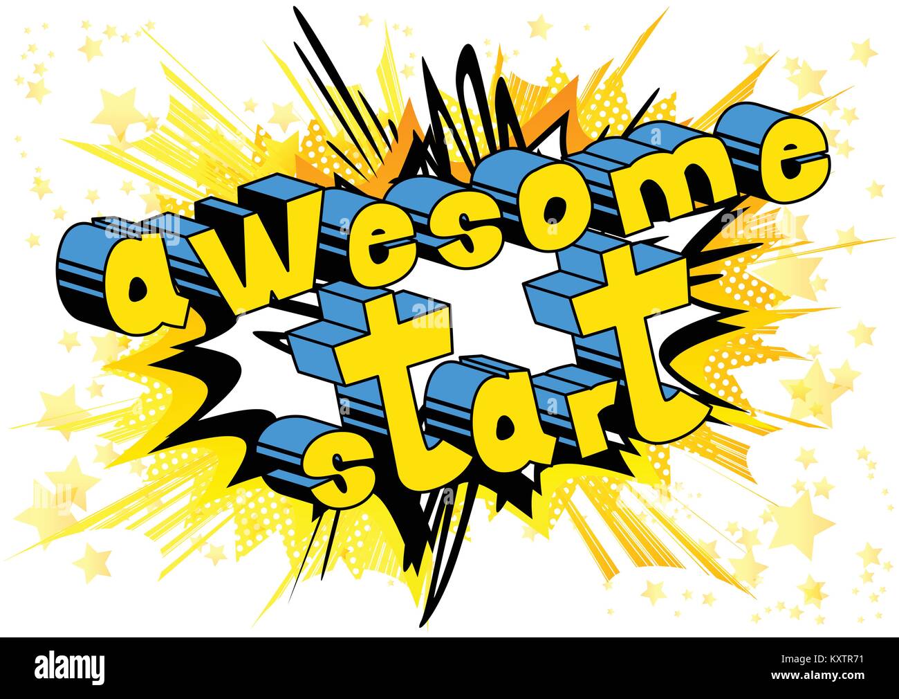 Awesome Start - Comic book style word on abstract background Stock ...