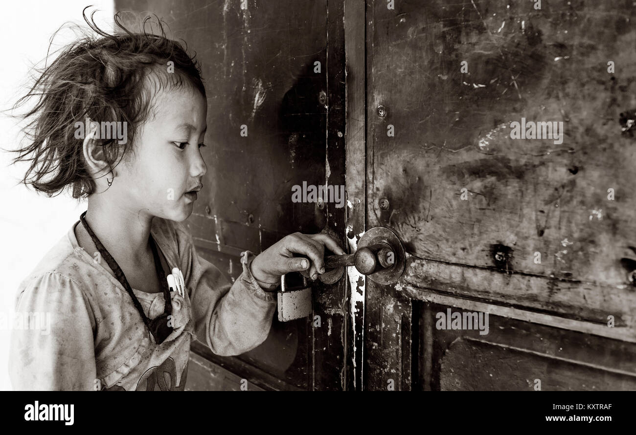 Waiting outside closed class room door, Sapa, Vietnam Stock Photo - Alamy