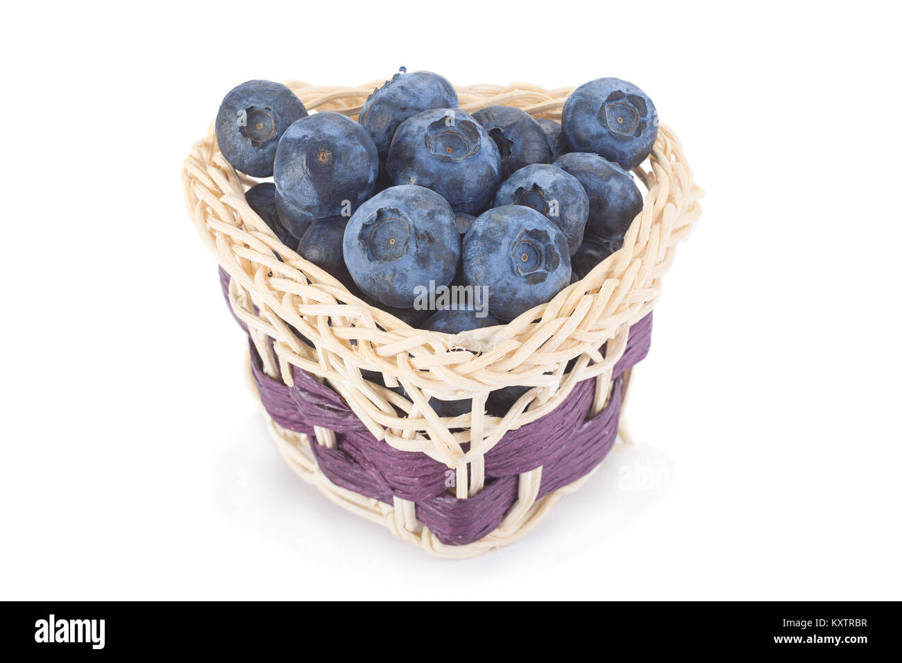 Blueberry fruit in basket isolated on white background Stock Photo - Alamy