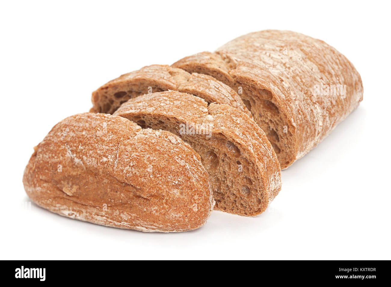 Chiabata bread bun closeup isolated on white background Stock Photo - Alamy