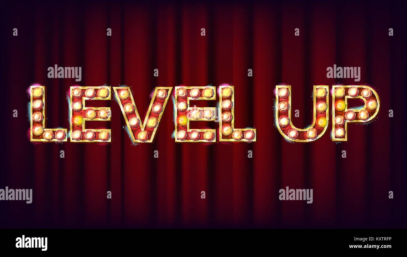 Level Up Banner Vector. Casino Shining Light Sign. For Lottery, Poker ...