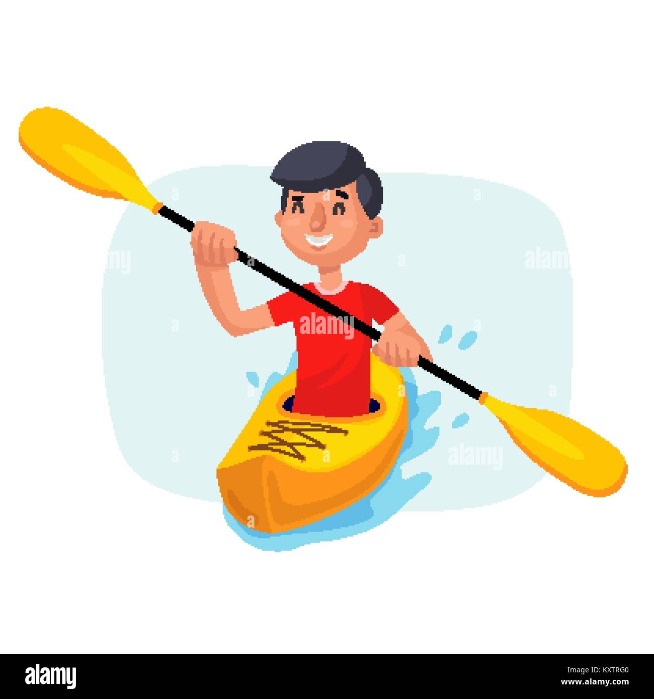 Kayaking Paddling on Boats Vector. Having Fun. Paddle Oar. Sport ...