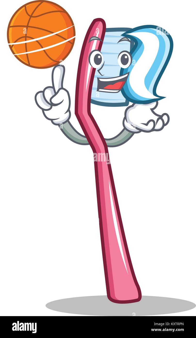 With basketball toothbrush character cartoon style Stock Vector Image ...