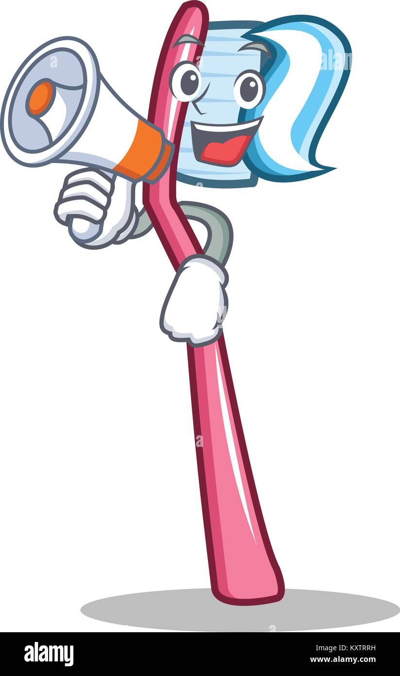 With megaphone toothbrush character cartoon style Stock Vector Image ...