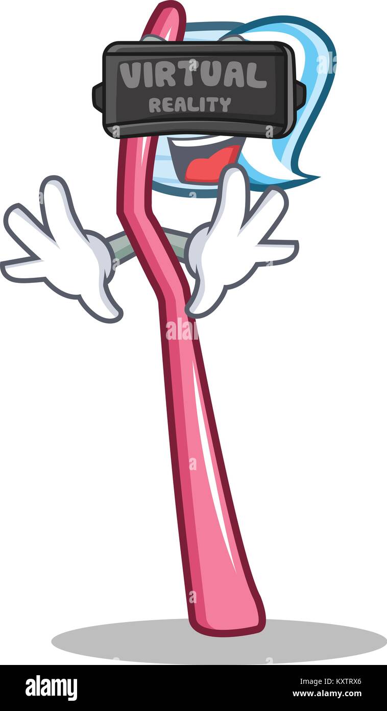 With virtual reality toothbrush mascot cartoon style Stock Vector Image ...