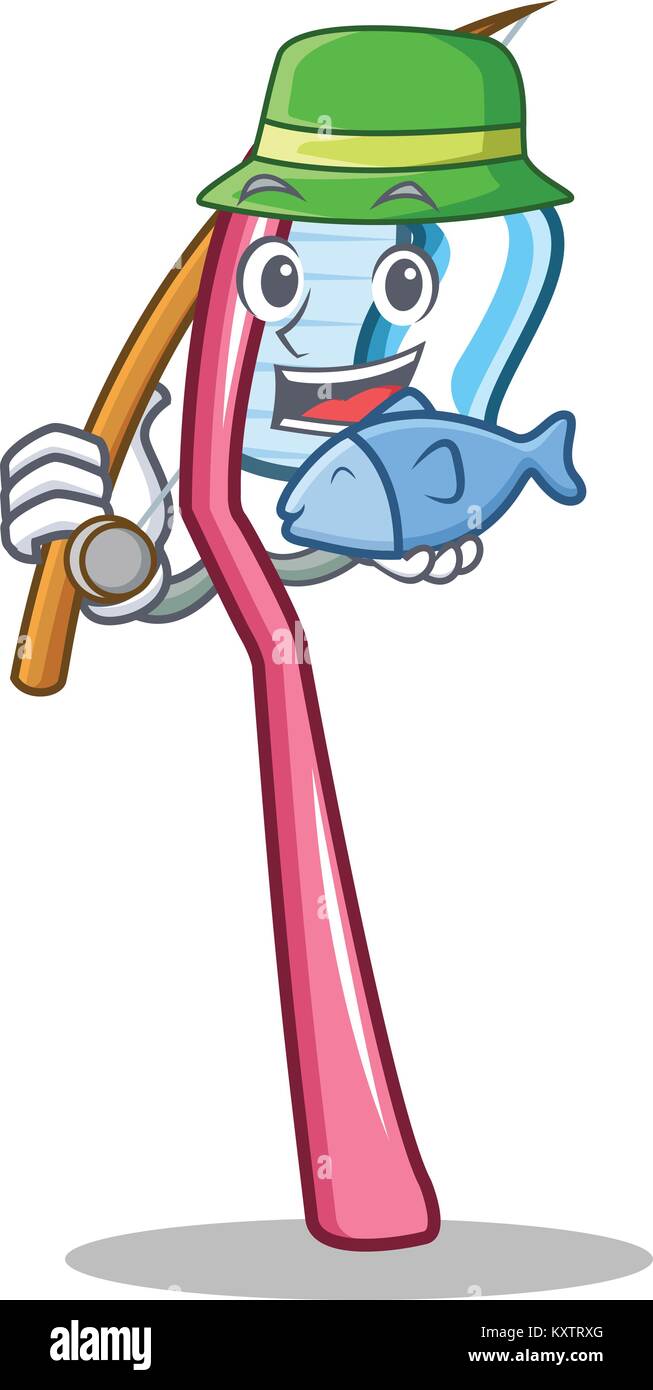 Fishing toothbrush mascot cartoon style Stock Vector Image & Art - Alamy