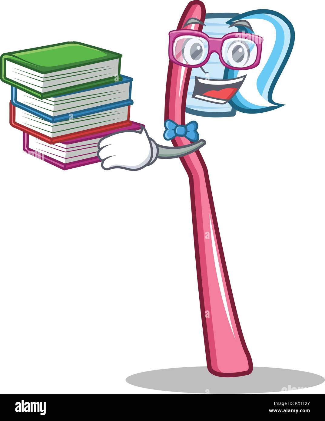 Student with book toothbrush mascot cartoon style Stock Vector Image ...