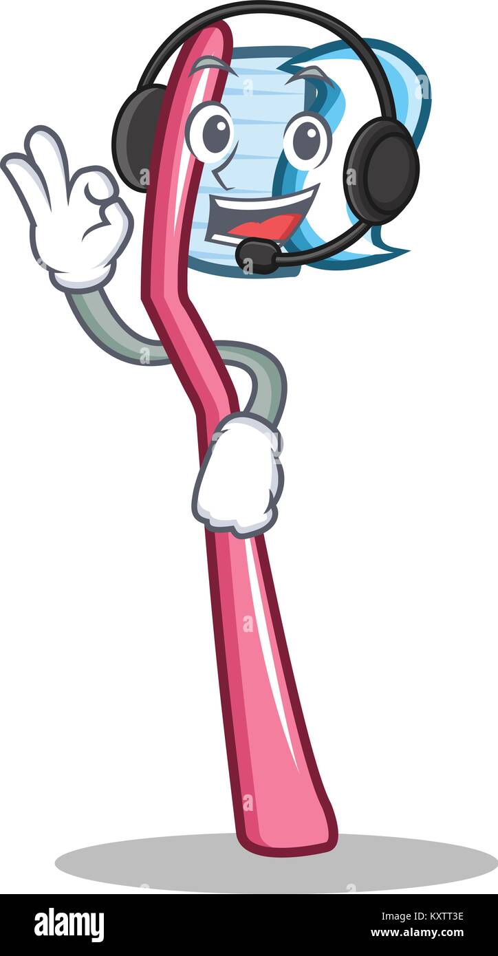 With headphone toothbrush mascot cartoon style Stock Vector Image & Art ...