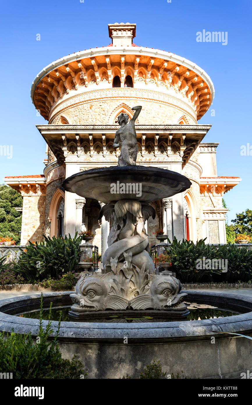 Detail of the Triton Fountain in the Monserrate Palace, an exotic ...