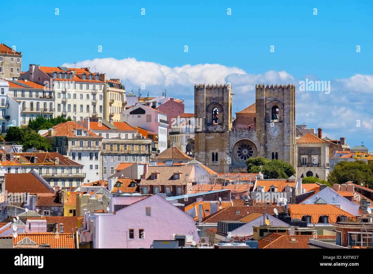 Lisbon rooftops with Se Cathedral. Portugal, Europe Stock Photo - Alamy