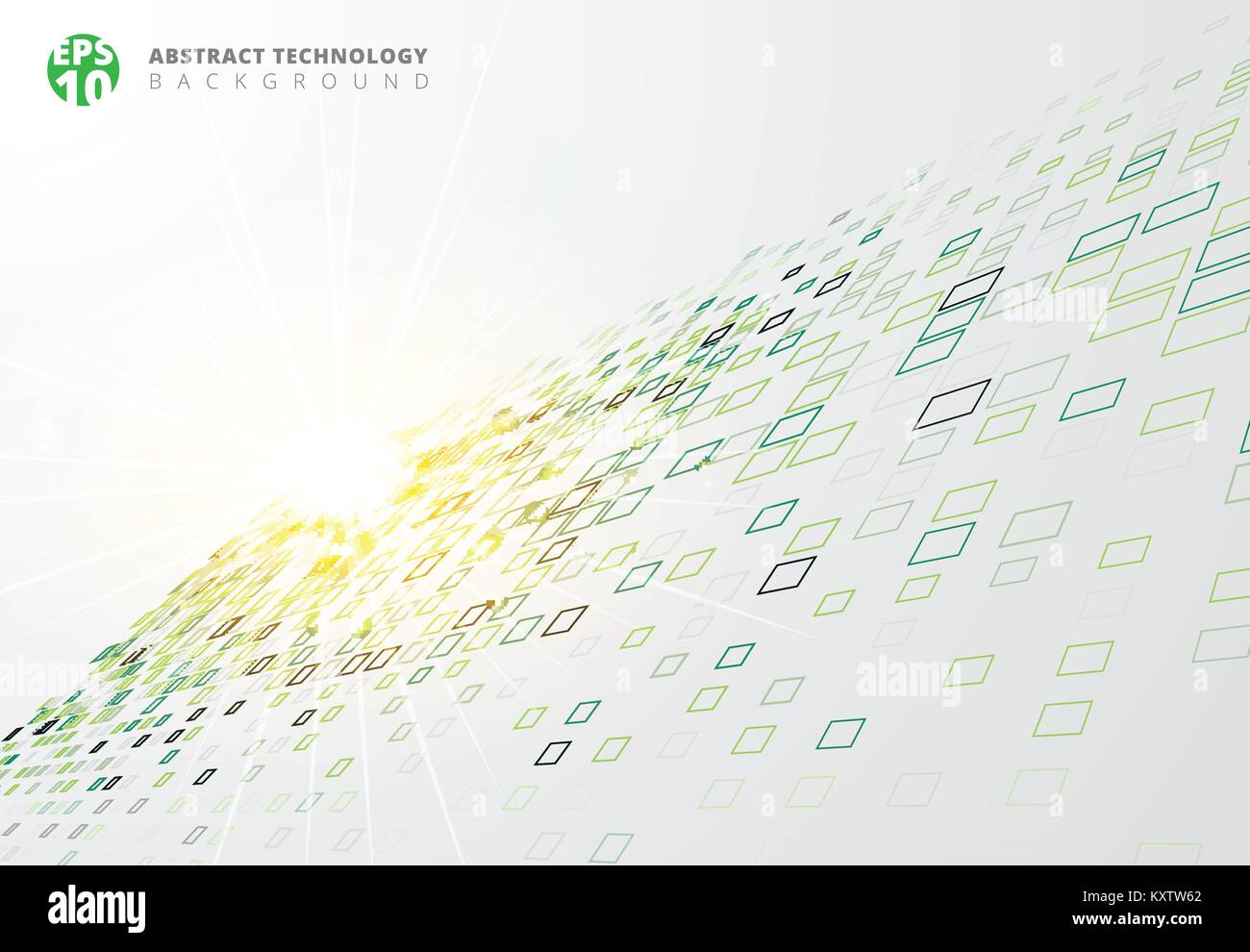 Abstract technology background blue border squares pattern perspective ...