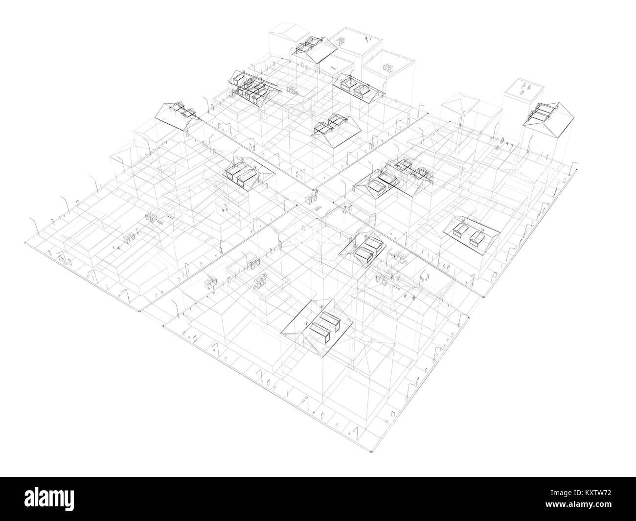 Drawing of the quarter 3D render Stock Photo - Alamy