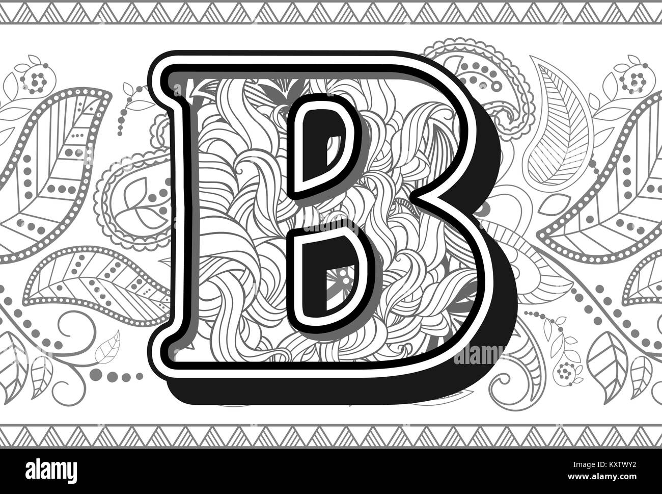 handrawn alphabetical doodles in zentangle stylized Stock Vector Image ...