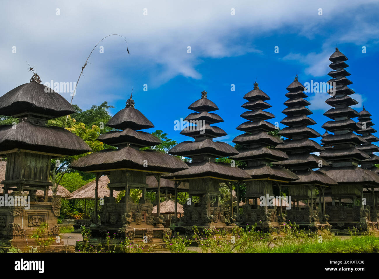 Meru towers at the main sanctum of the Royal Temple (Pura) of Taman ...