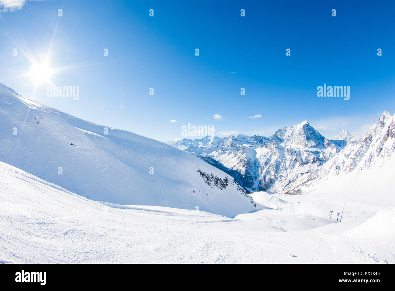 San Domenico, Varzo, Alps, Italy, panorama of the snow-capped mountains ...