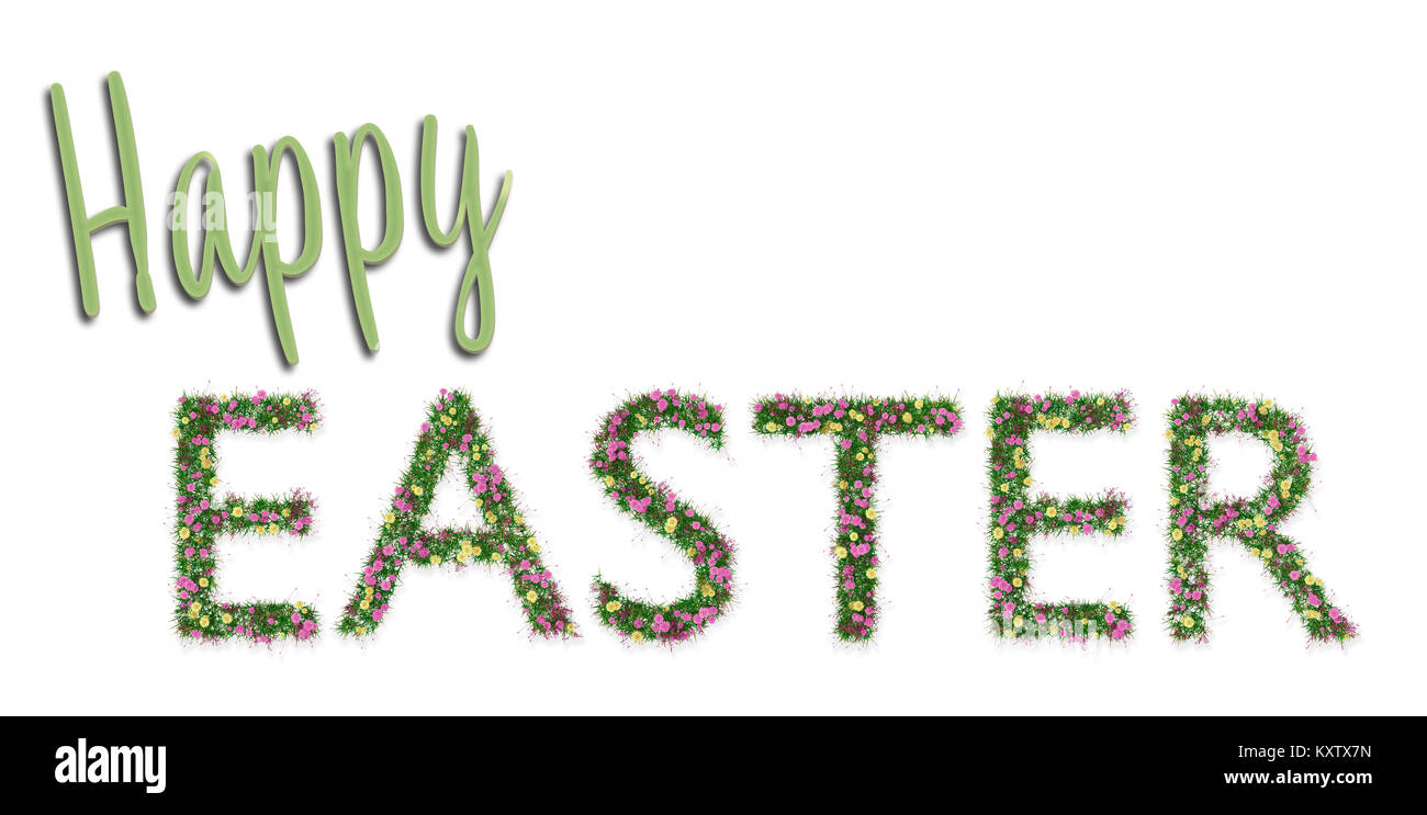 Happy easter with flowers hi-res stock photography and images - Alamy
