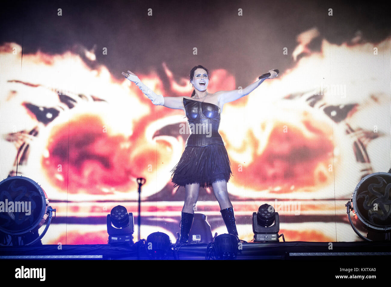 The Dutch metal and rock band Within Temptation performs a live concert ...