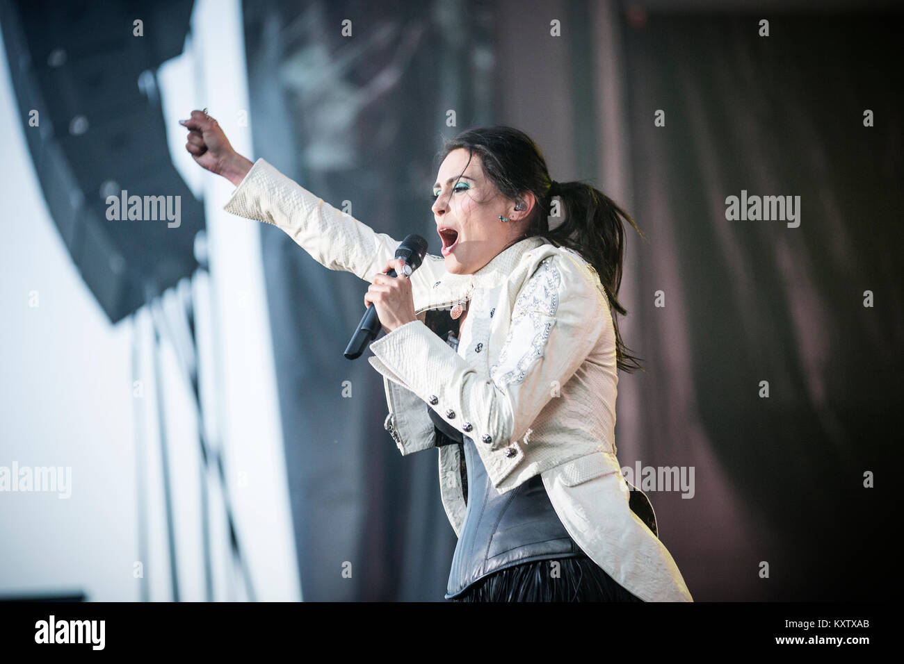 The Dutch metal and rock band Within Temptation performs a live concert ...