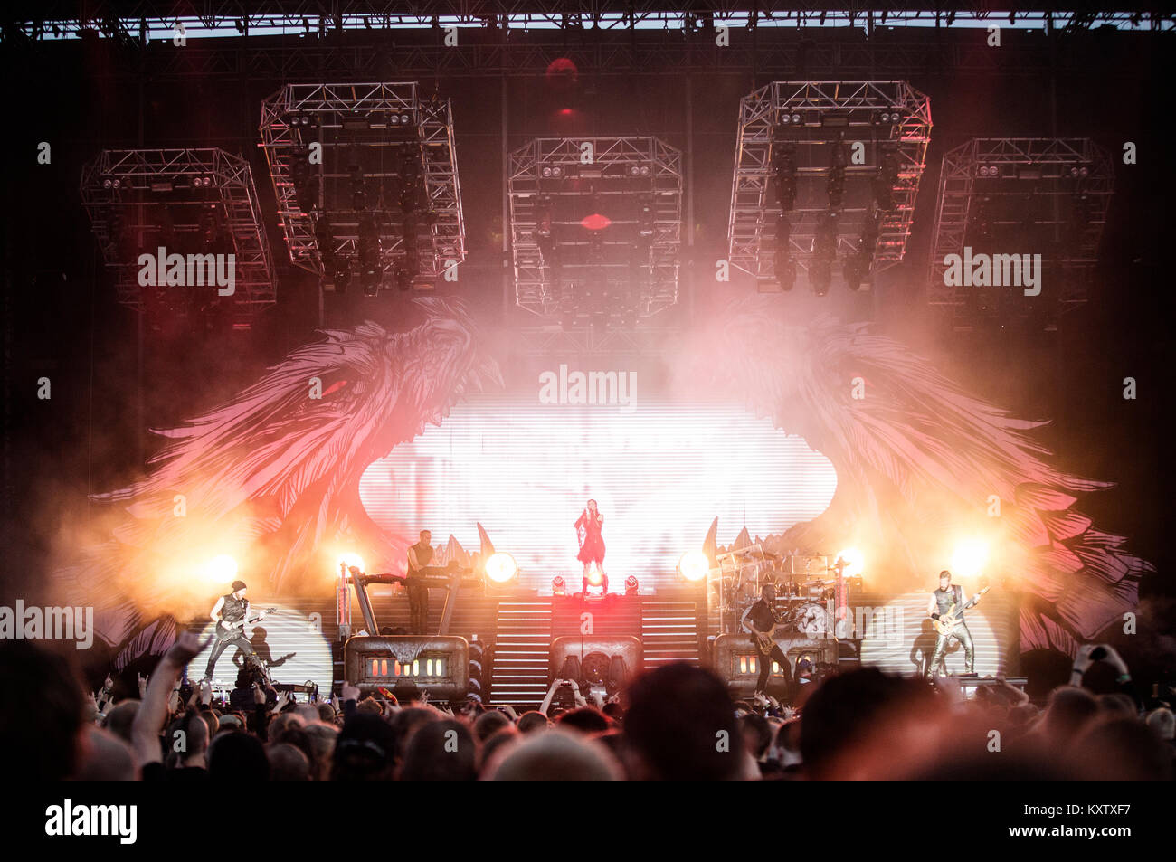 The Dutch metal and rock band Within Temptation performs a live concert ...