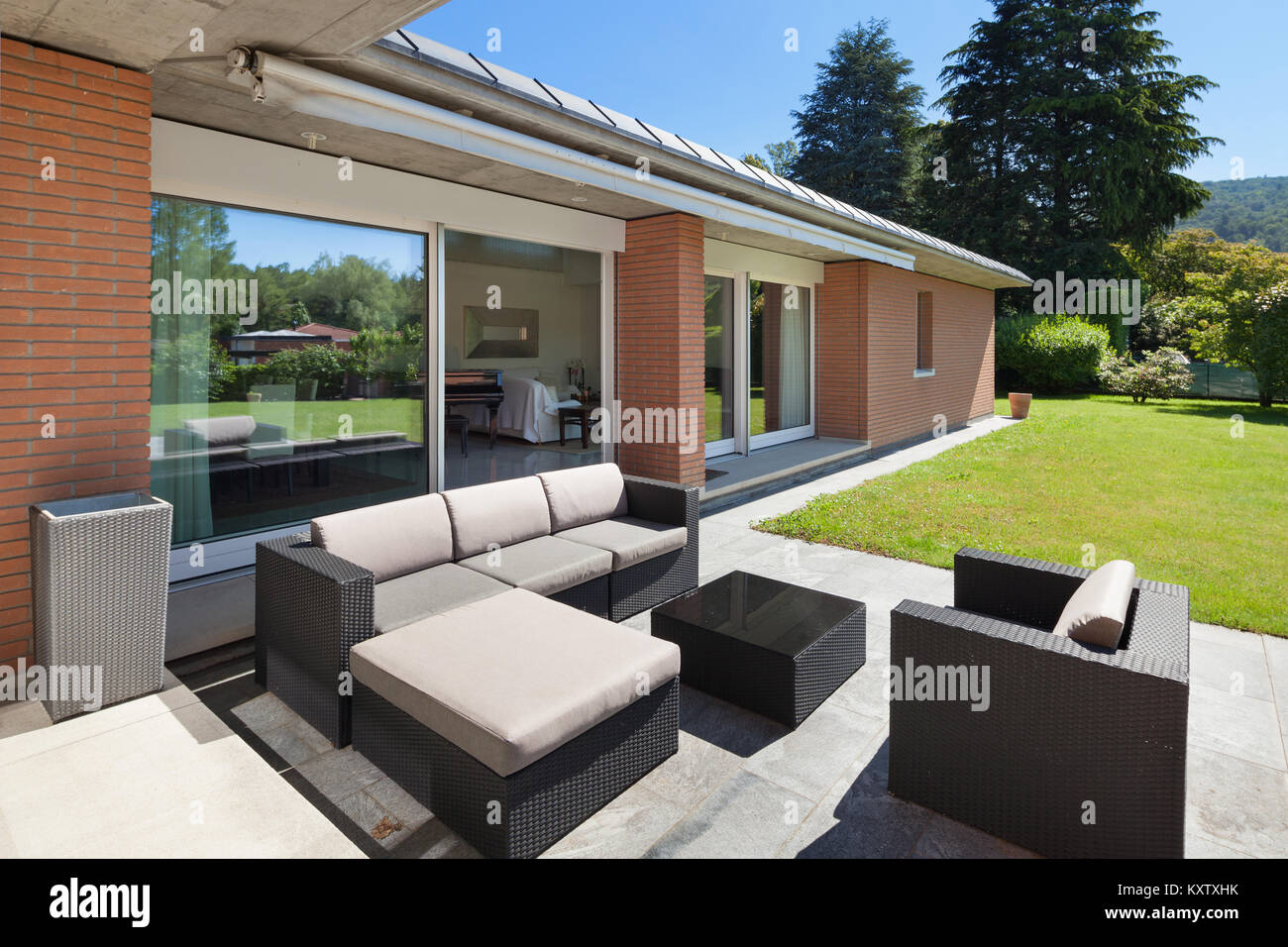 Architecture, veranda of a brick house, outdoors Stock Photo - Alamy