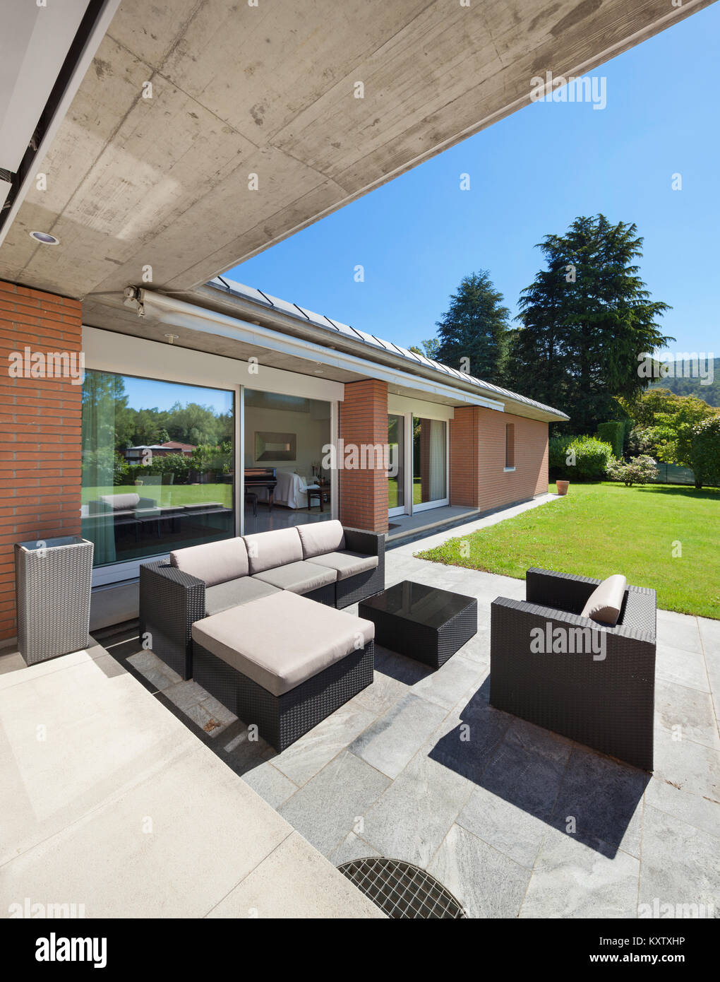 Architecture, veranda of a brick house, outdoors Stock Photo - Alamy