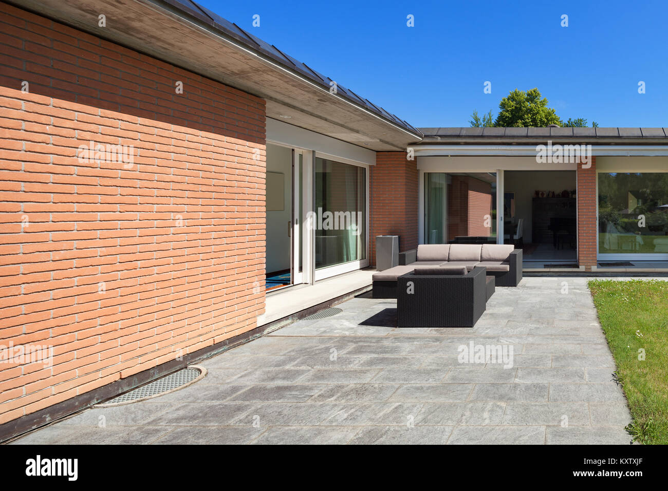 Architecture, veranda of a brick house, outdoors Stock Photo - Alamy