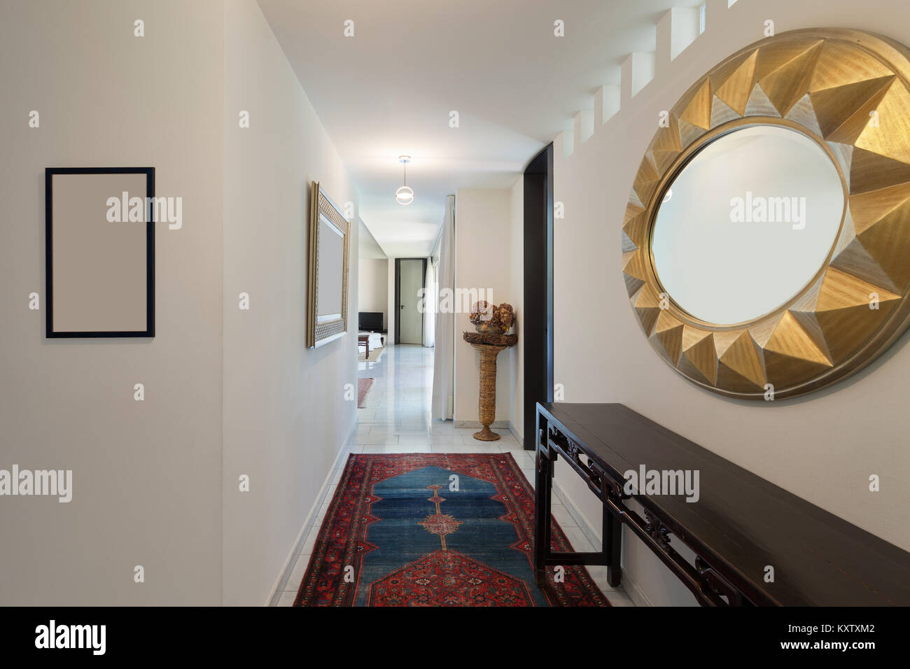 Corridor of a modern house, carpet on the floor Stock Photo - Alamy