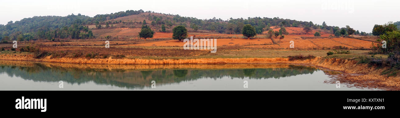 Water in small pond near farm fields in Myanmar Stock Photo - Alamy