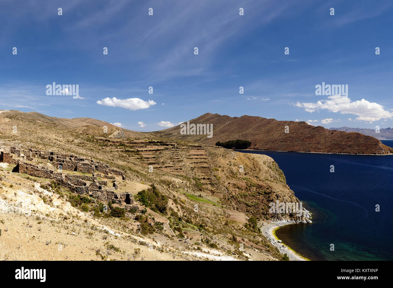 Bolivia, Titicaca lake. Inca prehistoric ruins on the Isla del Sol ...