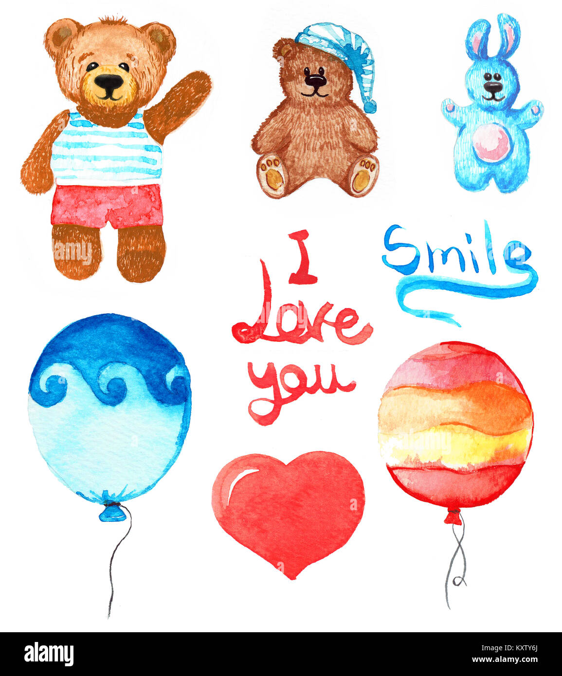 Rabbit bear happy birthday Cut Out Stock Images & Pictures - Alamy