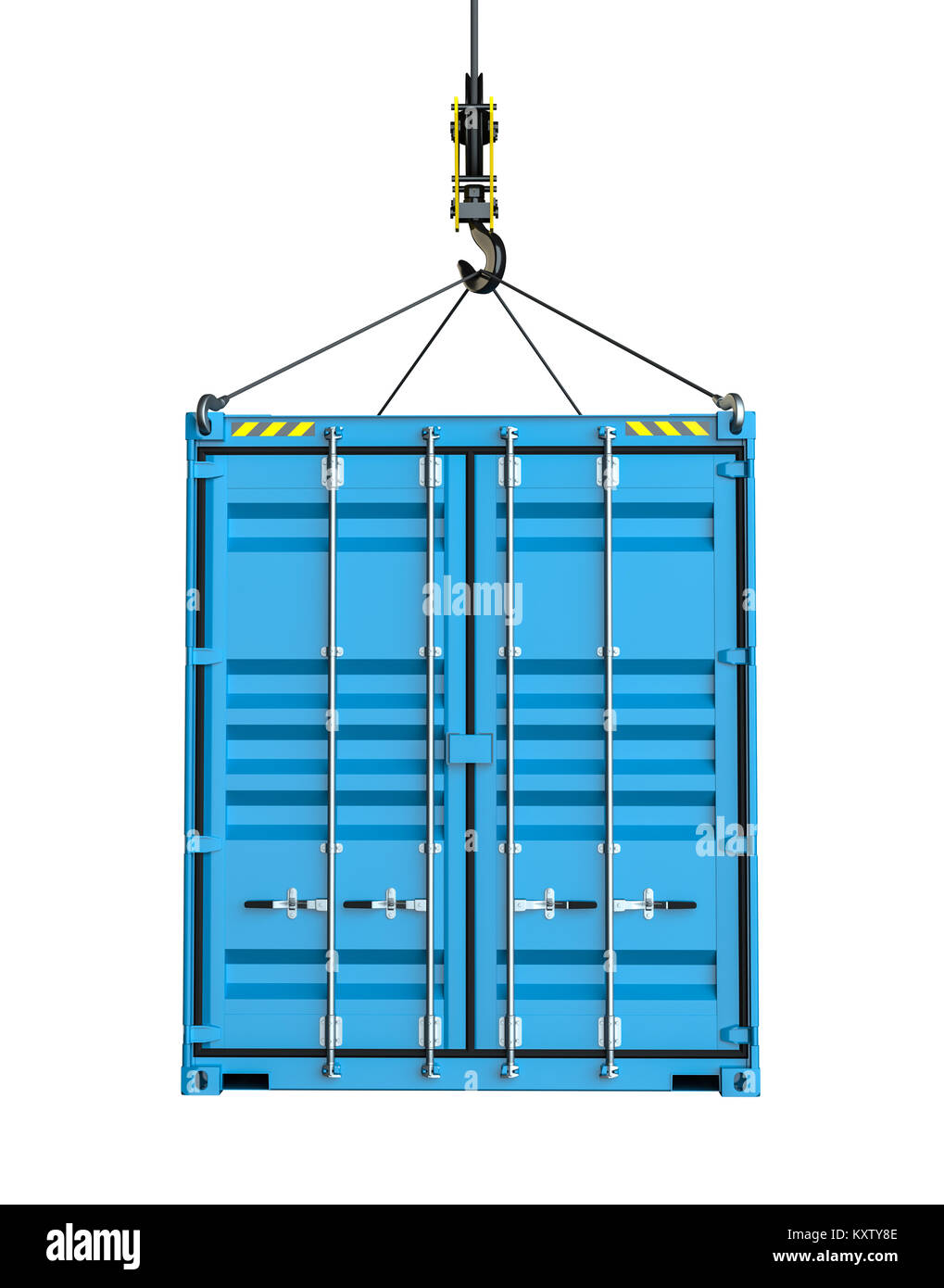 Service delivery - cargo container hoisted by hook Stock Photo - Alamy