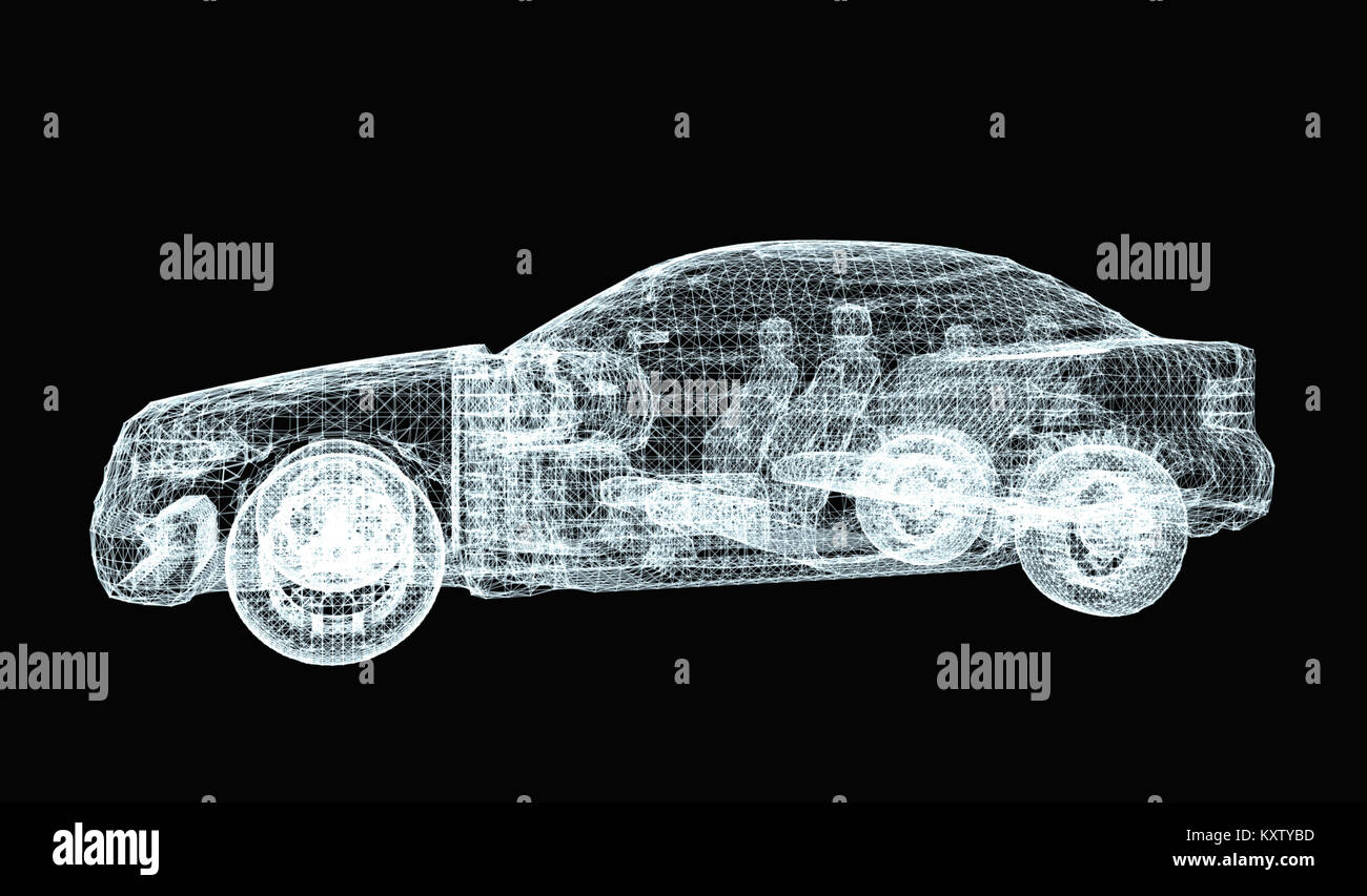 Car wireframe on black background Stock Photo - Alamy