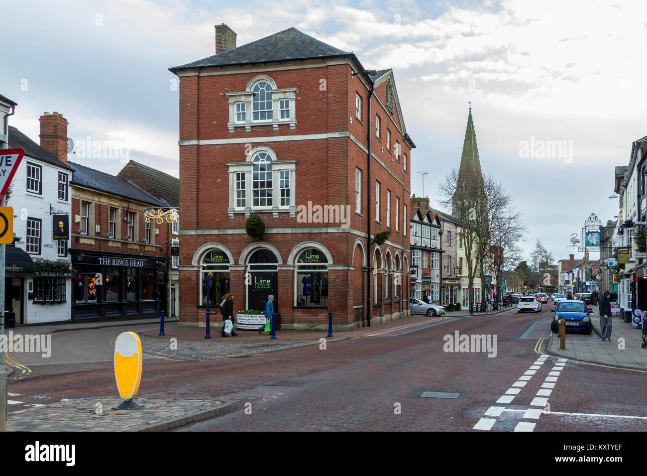 Historic shops high street market harborough leicestershire town hi-res ...