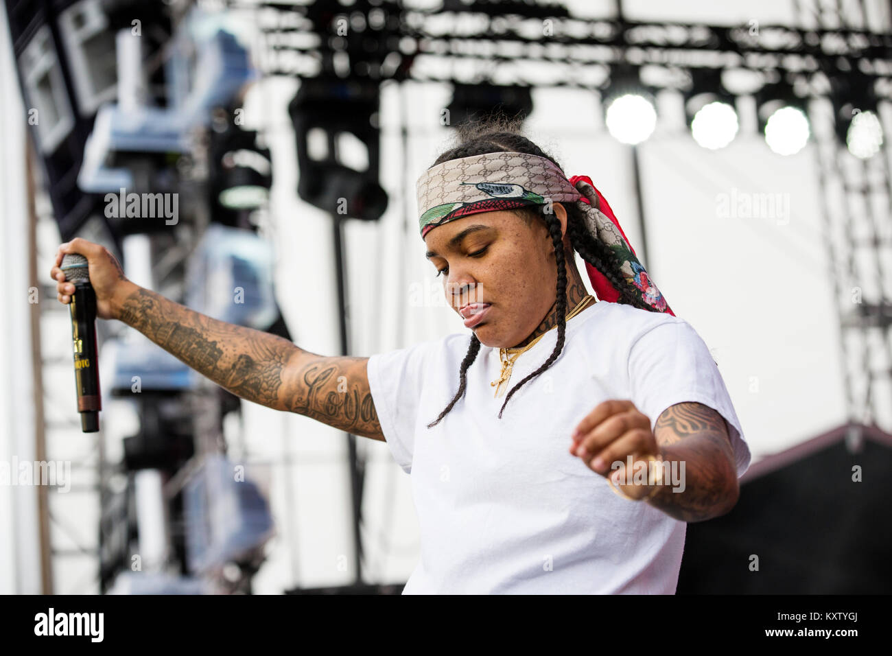 The American rapper and lyricist Young M.A performs a live concert ...