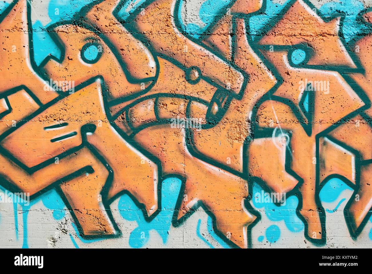 Graffiti in the orange tones, ethnic, comic style Stock Photo - Alamy