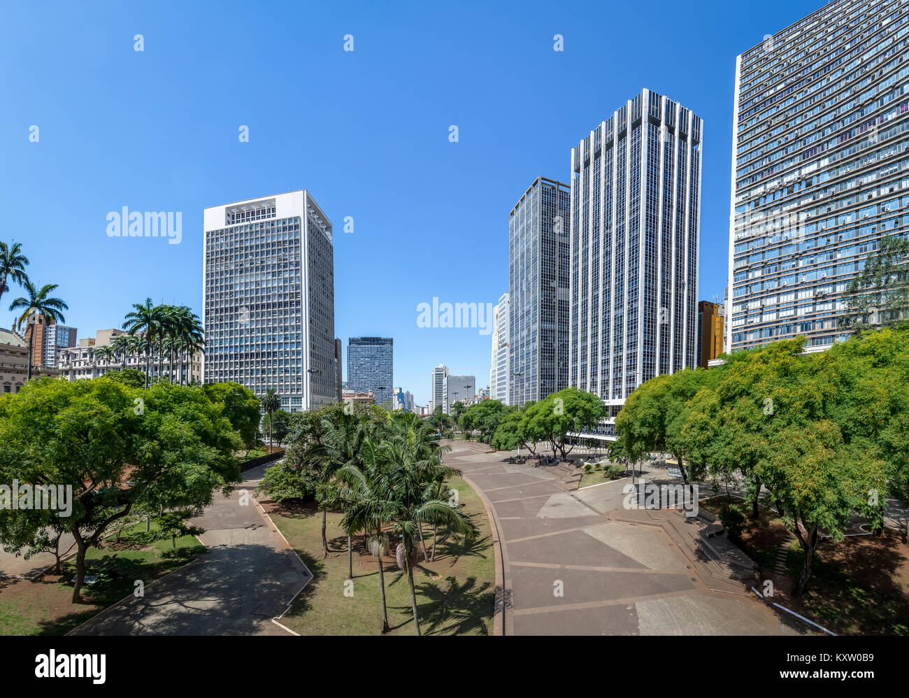 Vale do Anhangabau (Anhangabau Valley) view from Viaduto do Cha (Tea ...
