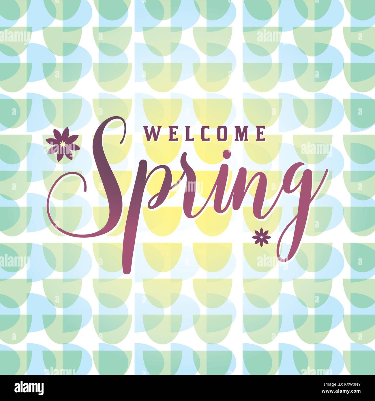 The message Welcome Spring written over an abstract retro pattern ...