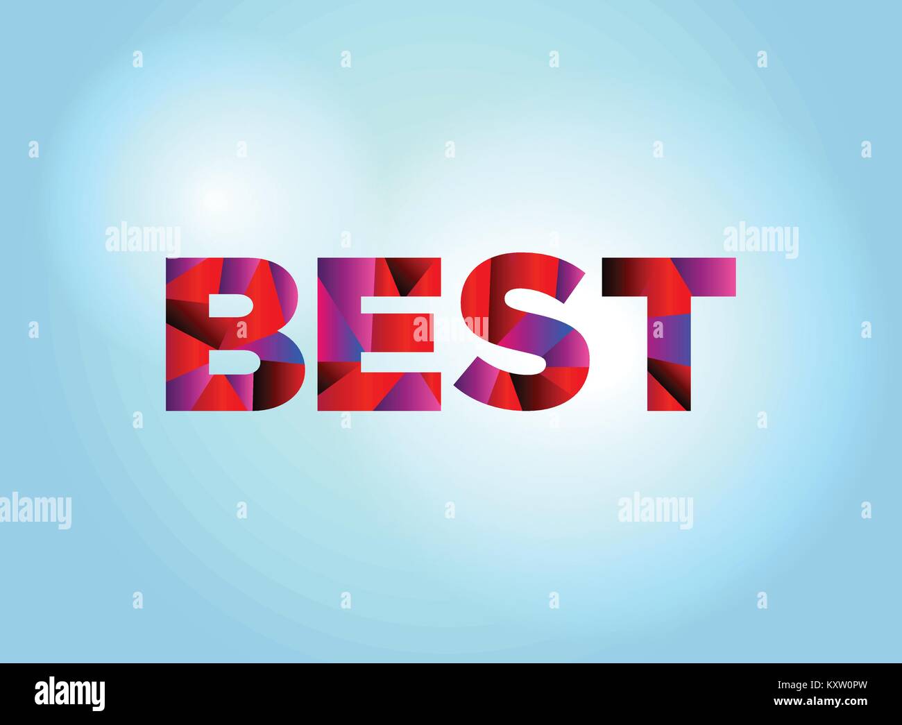 The word BEST concept written in colorful fragmented word art on a ...