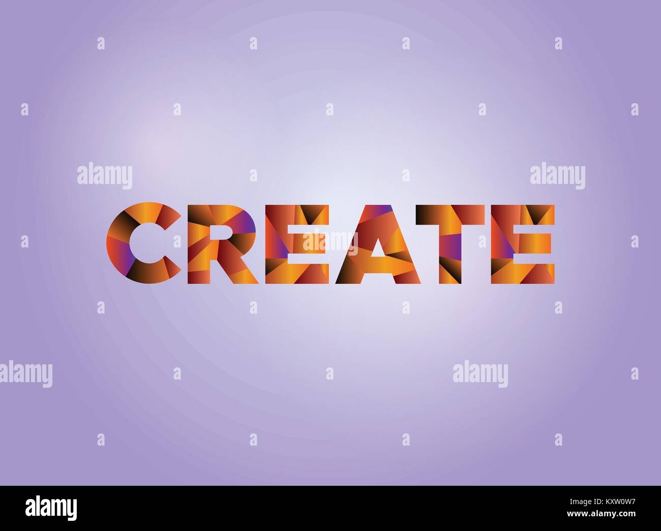 The word CREATE concept written in colorful fragmented word art on a ...