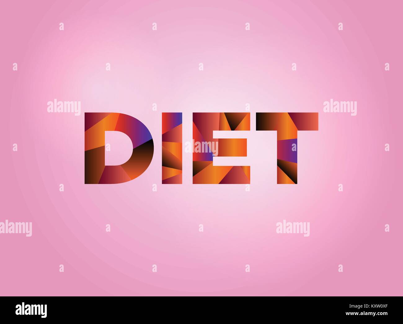 The word DIET concept written in colorful fragmented word art on a ...