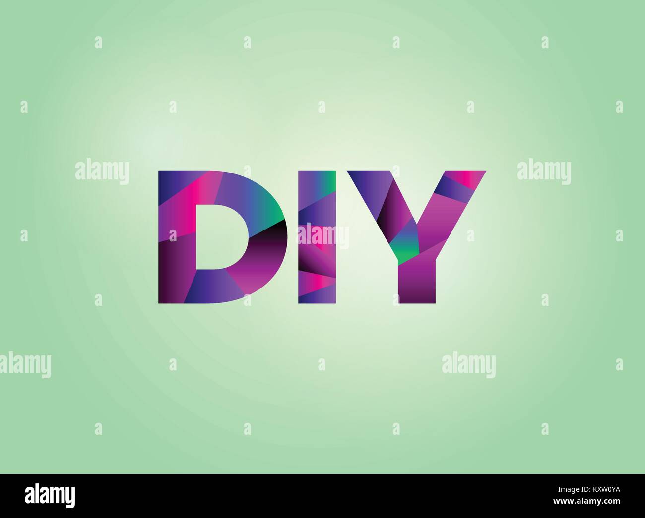 The word DIY concept written in colorful fragmented word art on a ...