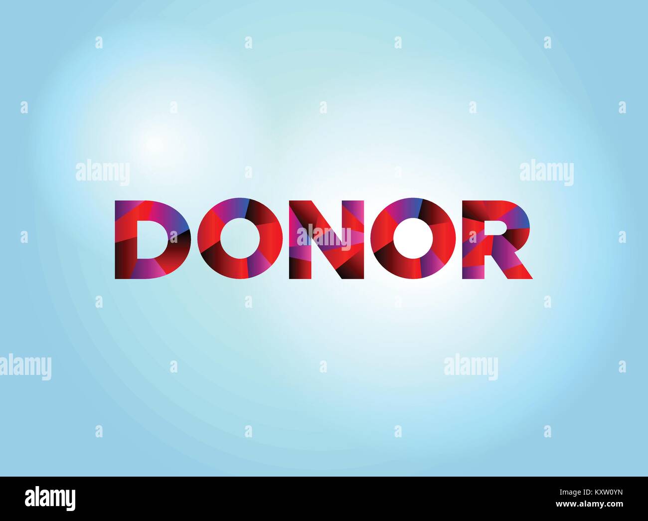 The word DONOR concept written in colorful fragmented word art on a ...