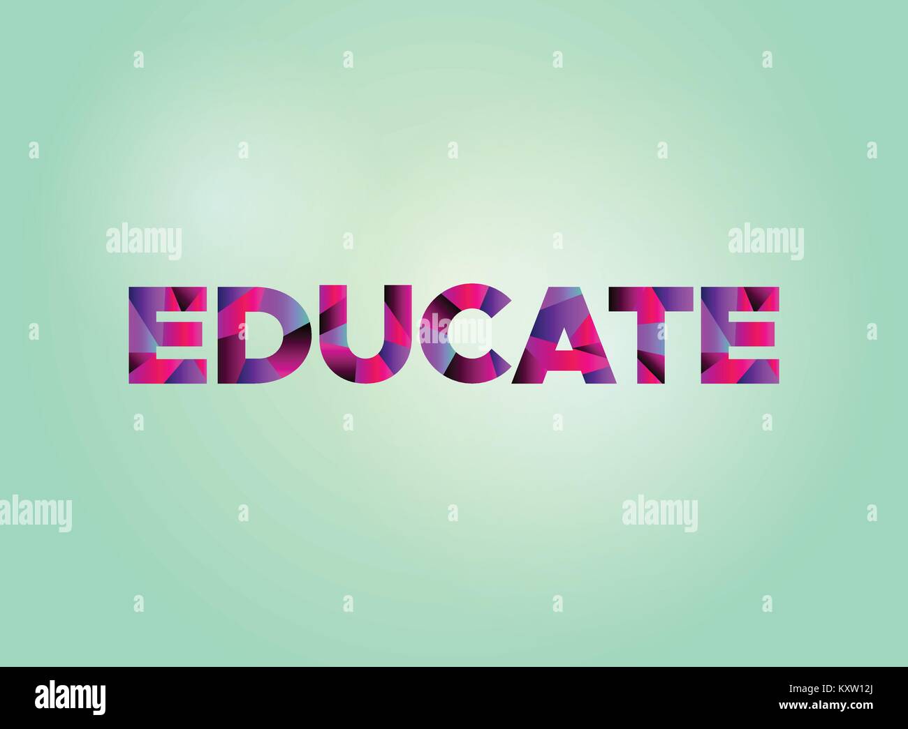 The word EDUCATE concept written in colorful fragmented word art on a ...