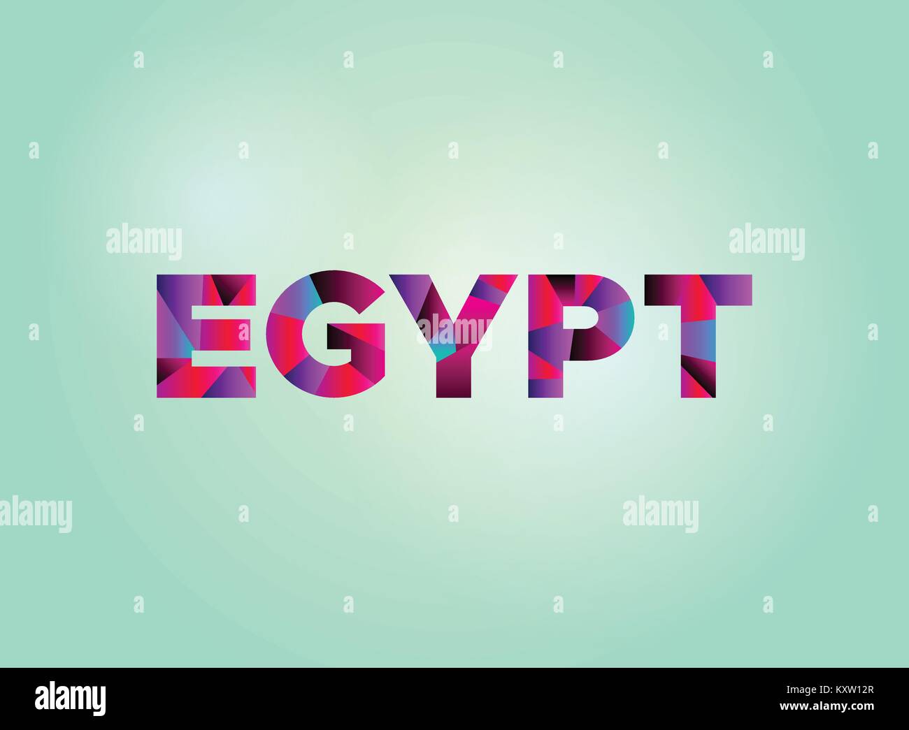 The word EGYPT concept written in colorful fragmented word art on a ...