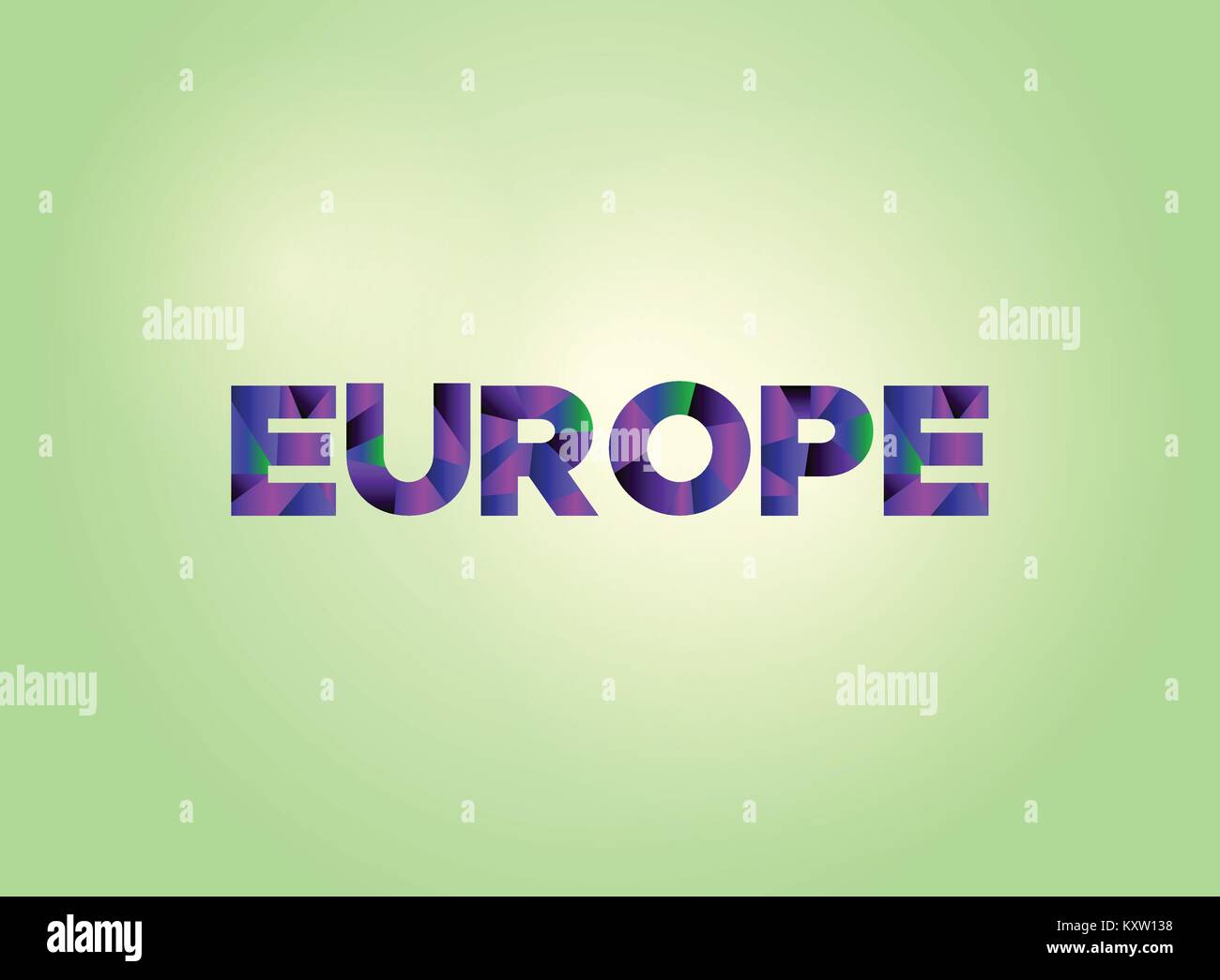 The word EUROPE concept written in colorful fragmented word art on a ...