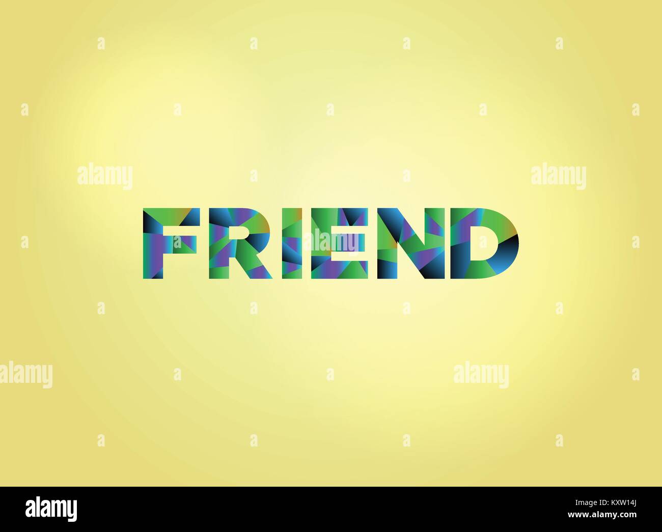 The word FRIEND concept written in colorful fragmented word art on a ...