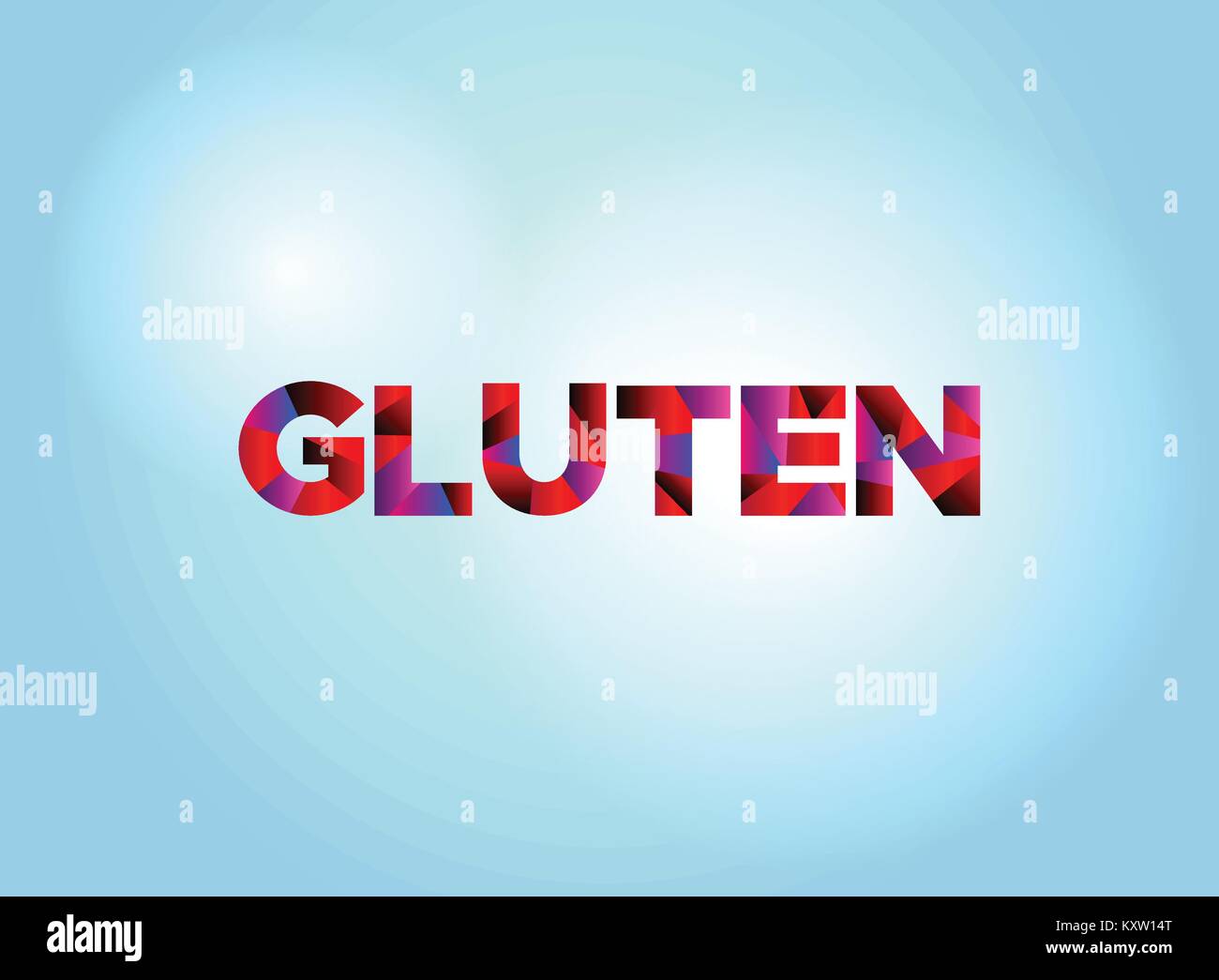 The word GLUTEN concept written in colorful fragmented word art on a ...