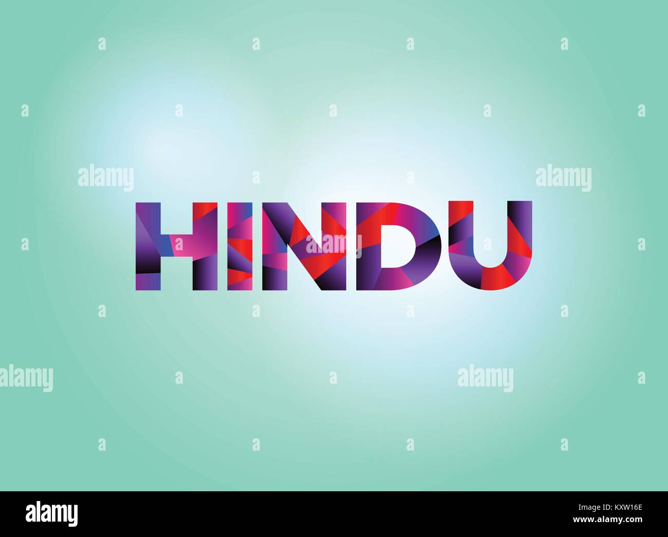 The word HINDU concept written in colorful fragmented word art on a ...